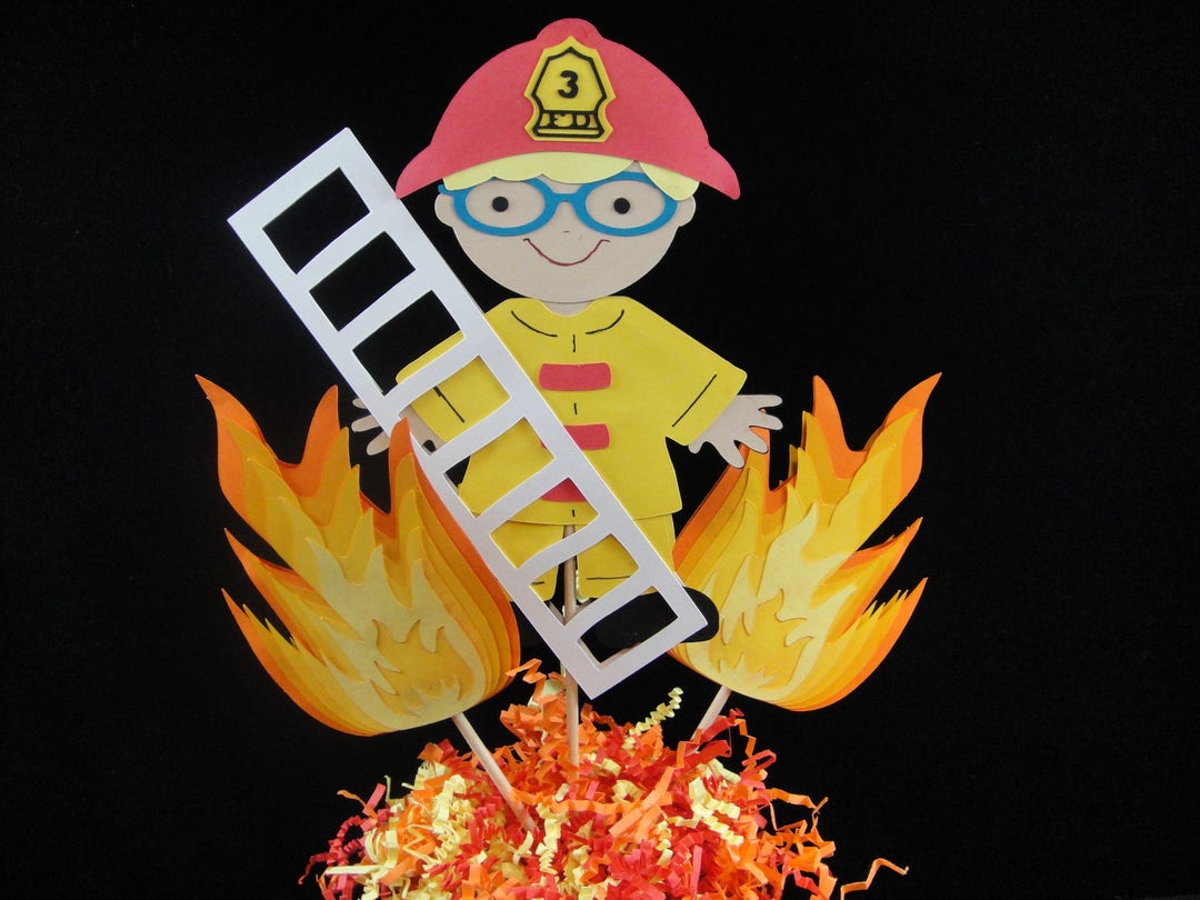 Firefighter Centerpiece, Fireman Party, Fire Truck Party, Kids Parties ...