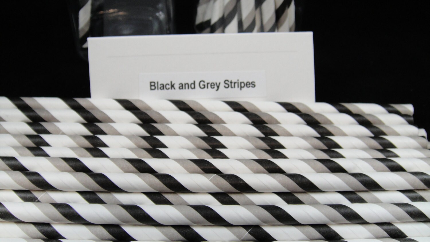Black and Grey Striped Paper Straws Mason Jar Straws - Etsy