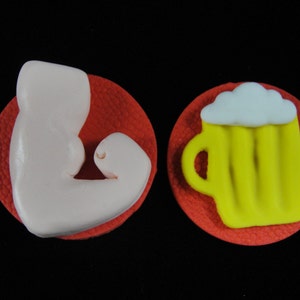 Edible Muscle Man Cupcake Toppers, Fondant Cupcake Toppers, Mens Party ...