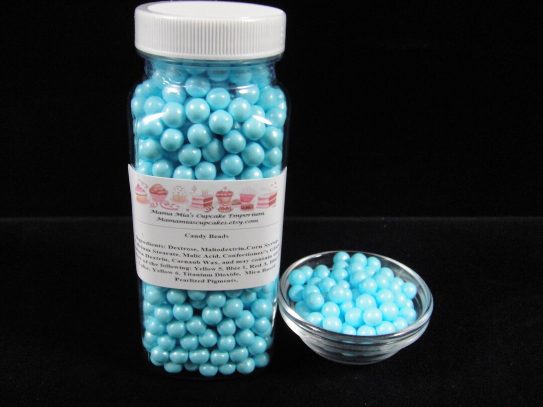 Candy Beads Baby Blue Shimmer, Sugar Pearls, Cake Topper, Cupcake ...