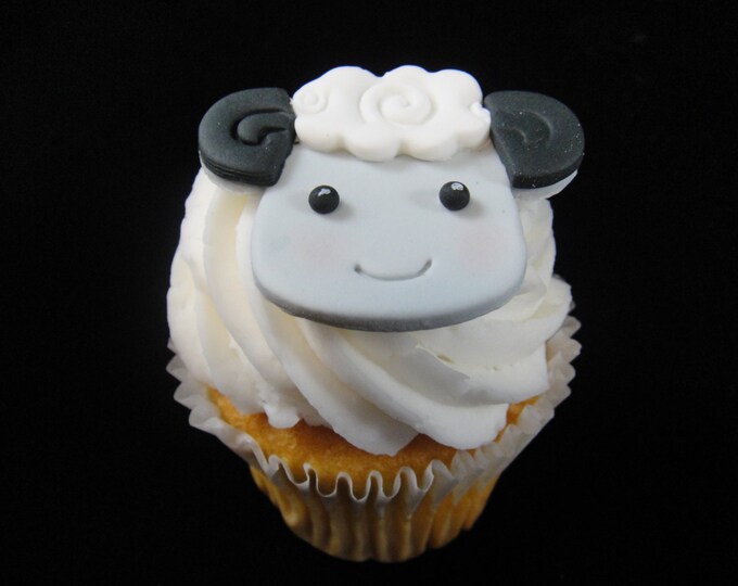Edible Lamb Cupcake Toppers, Sheep Cupcake Topper, Edible Cupcake ...