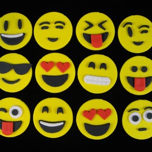 Emoji Cupcake Toppers, Fondant Cupcake Toppers, Teen Party, Kids Party ...