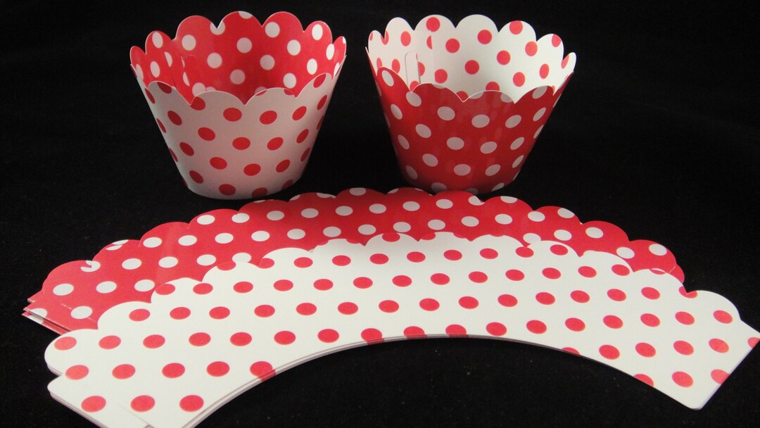 Reverable Red Polka Dot Cupcake Wrappers - Etsy