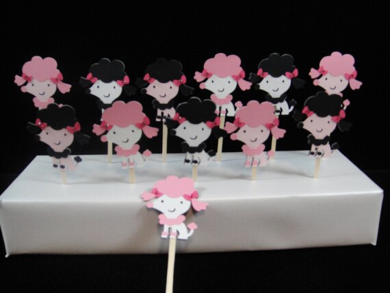 Poodle Cupcake Toppers Pink Poodles Kids Parties Paper | Etsy