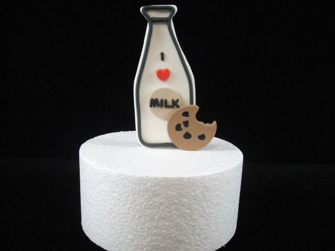 Milk and Cookies Fondat Cake Topper, Milk and Cookies Party, Fondant ...