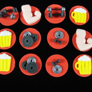 Edible Muscle Man Cupcake Toppers, Fondant Cupcake Toppers, Mens Party ...