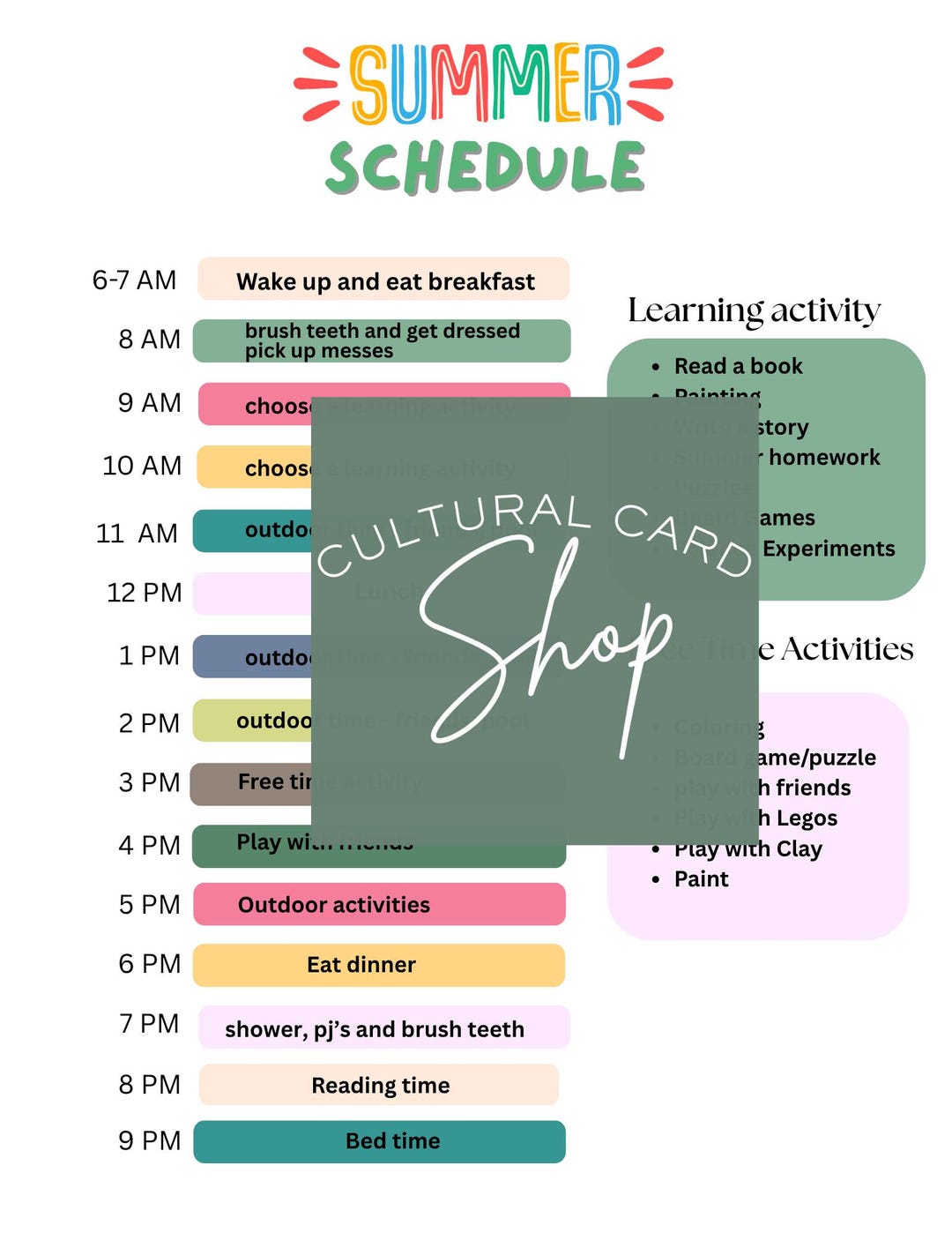 Summer Planner Kids Summer Printable Summer School Planner Summer Kids ...