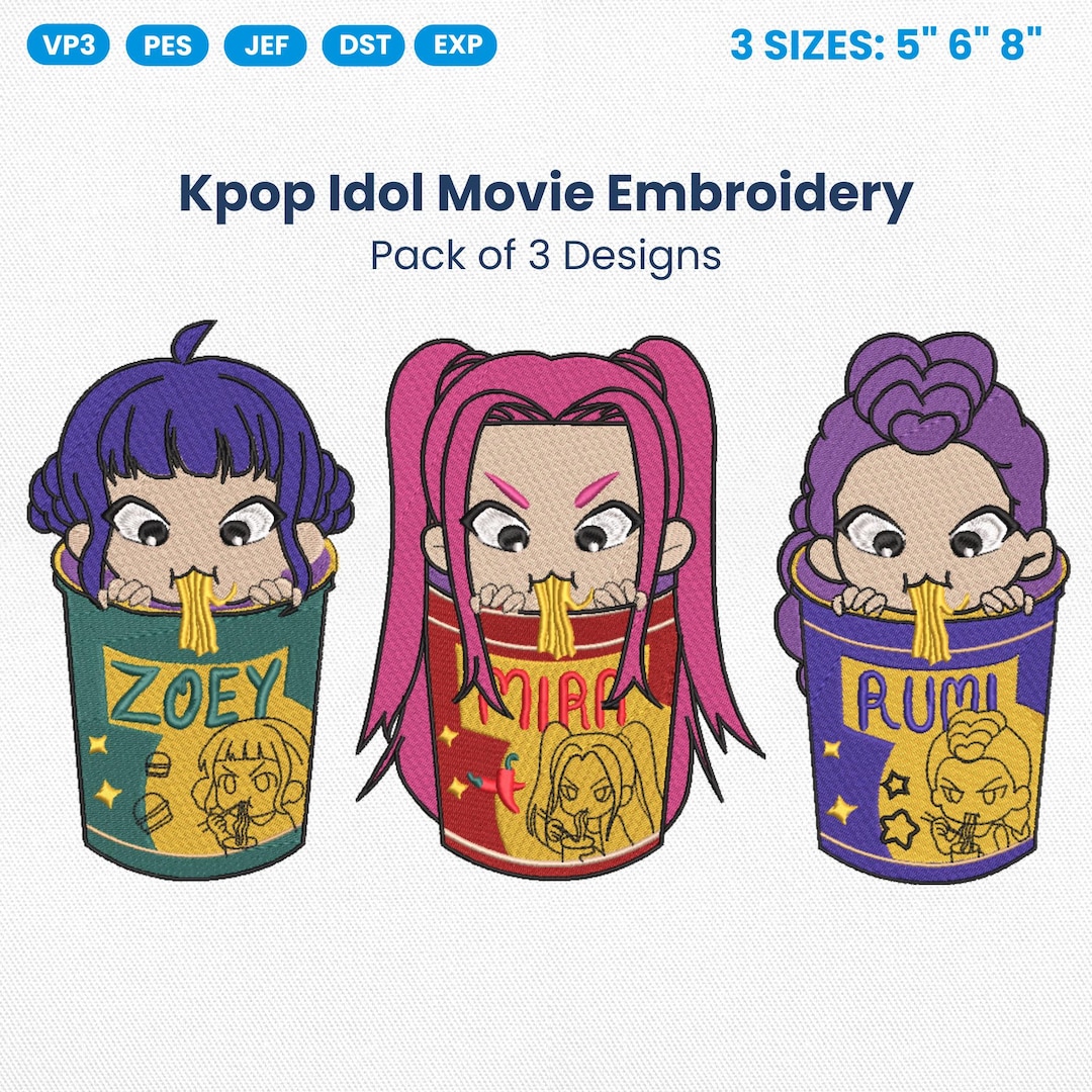 Kpop Idol Group Embroidery Designs, Kawaii Kpop Cup Noodles Embroidery ...