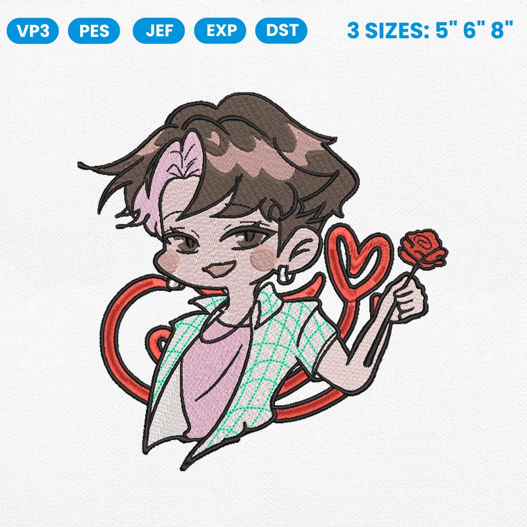 Chibi Kpop Boy Band Embroidery Design, Kpop Idol Group Embroidery ...