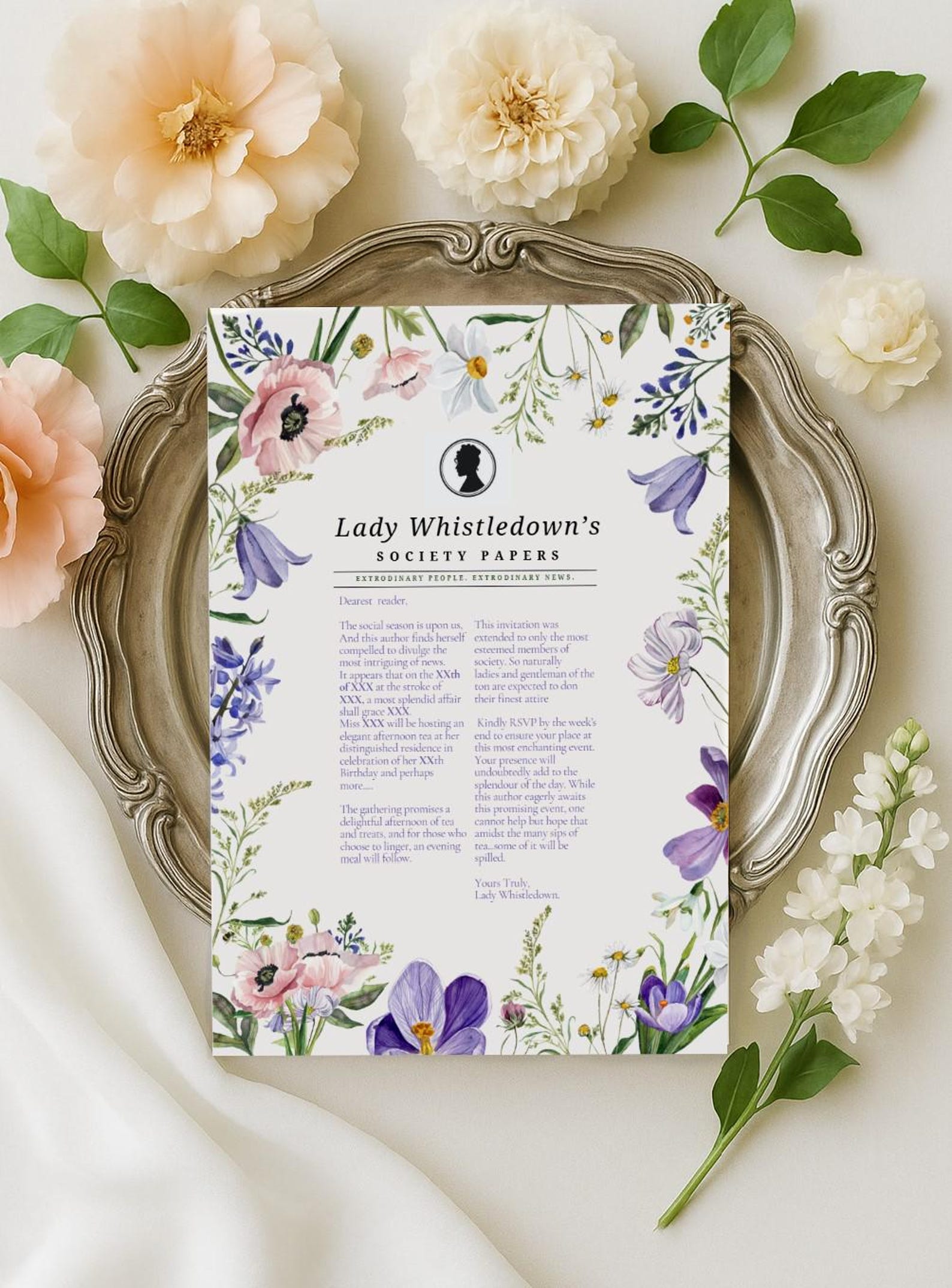 Editable Bridgerton Party Invitation, Bridgerton Tea Party Invite ...