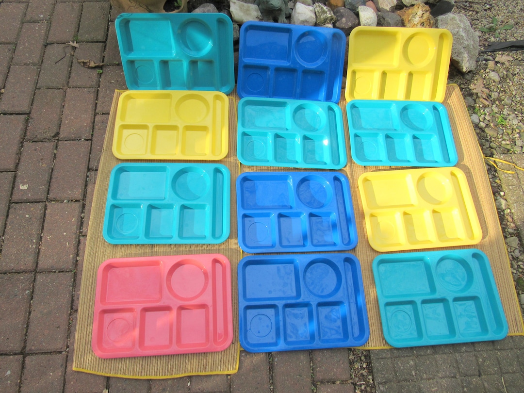 Vintage 80s 90s Cafeteria Trays, Divided TV Tray, Lunch Room Trays ...