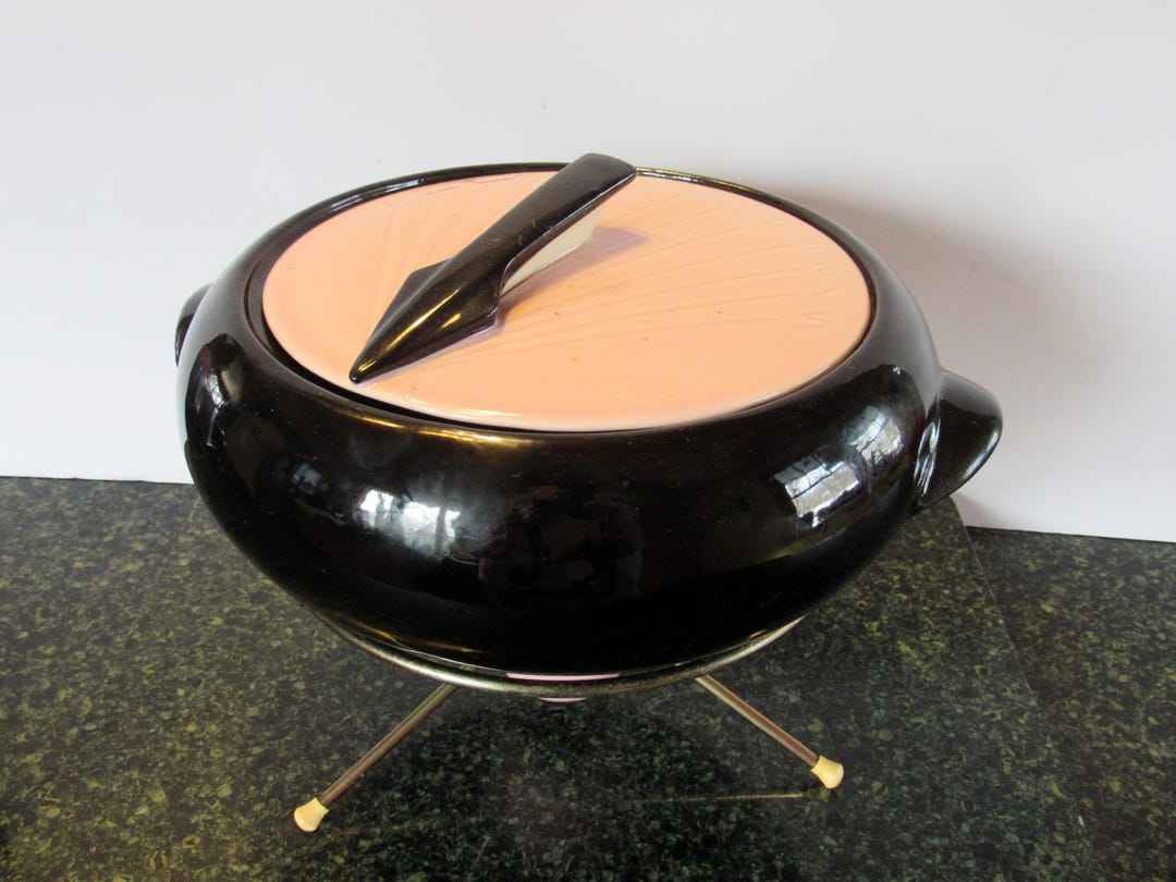 Mid Century Pink Sundial Casserole Dish With Warmer Stand - Etsy