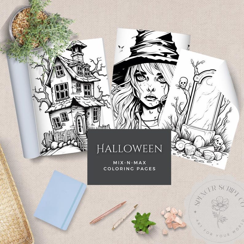 Halloween Kids Coloring Book Printable Mix and Match Pages Activity for ...