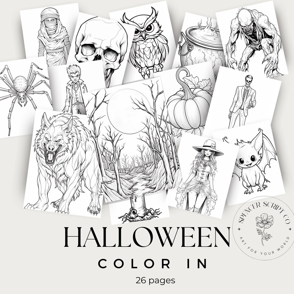 Halloween Kids Coloring Book Printable Mix and Match Pages Activity for ...
