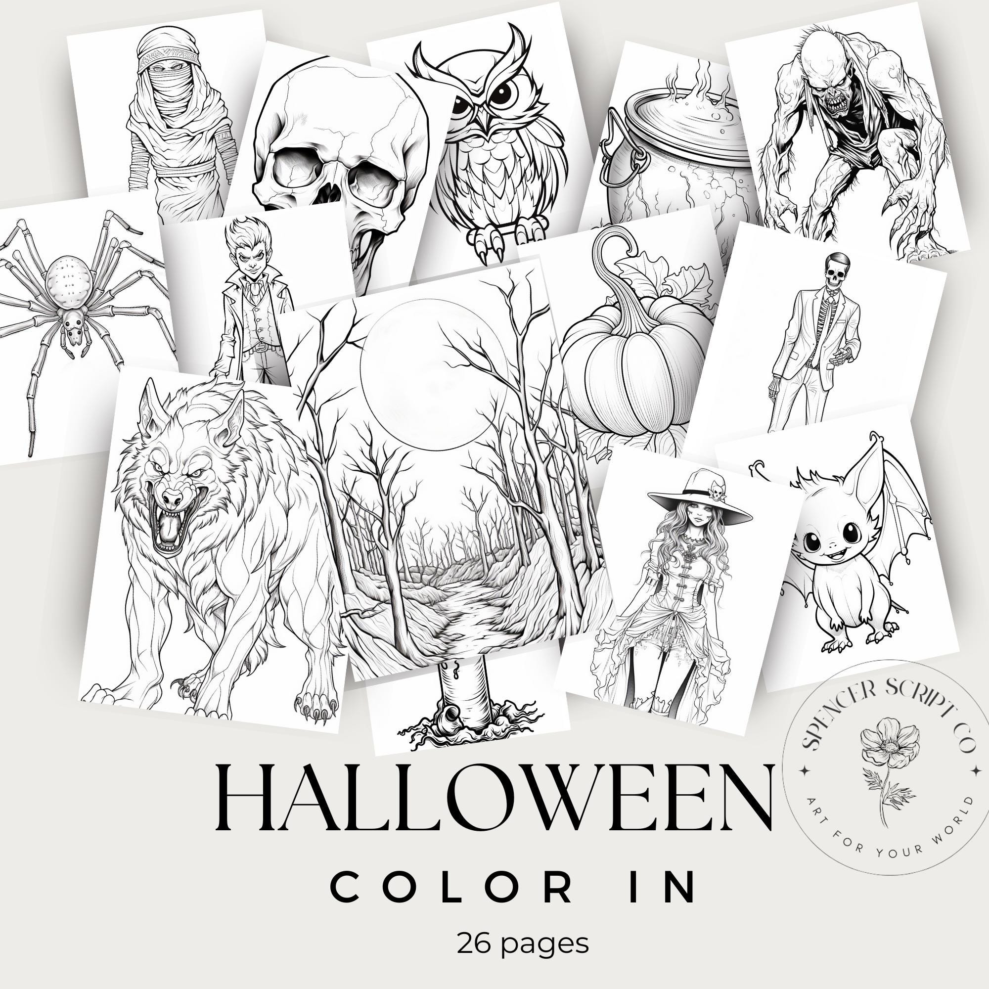 Halloween Kids Coloring Book Printable Mix and Match Pages Activity for ...