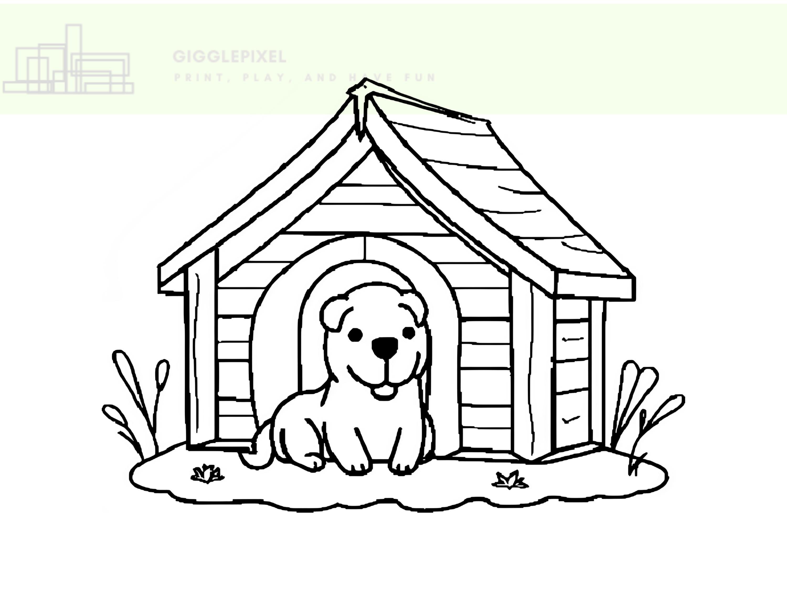 Puppy Doghouse Coloring Pages for Kids: 12 Printable Sheets (PDF ...