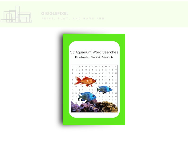 55 Aquarium Theme Word Search Sheets With Answers — Relaxing Brain Game ...