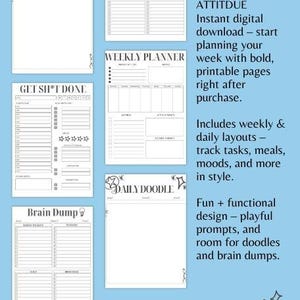 Weekly Digital Planner Printable | Bright & Bold Organizer Bundle ...