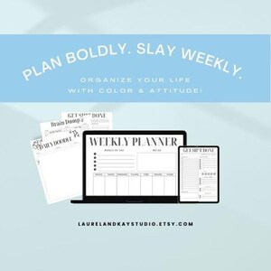 Weekly Digital Planner Printable | Bright & Bold Organizer Bundle ...