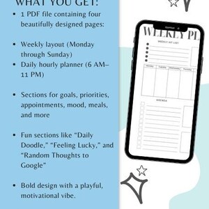 Weekly Digital Planner Printable | Bright & Bold Organizer Bundle ...