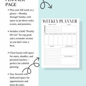 Weekly Digital Planner Printable | Bright & Bold Organizer Bundle ...