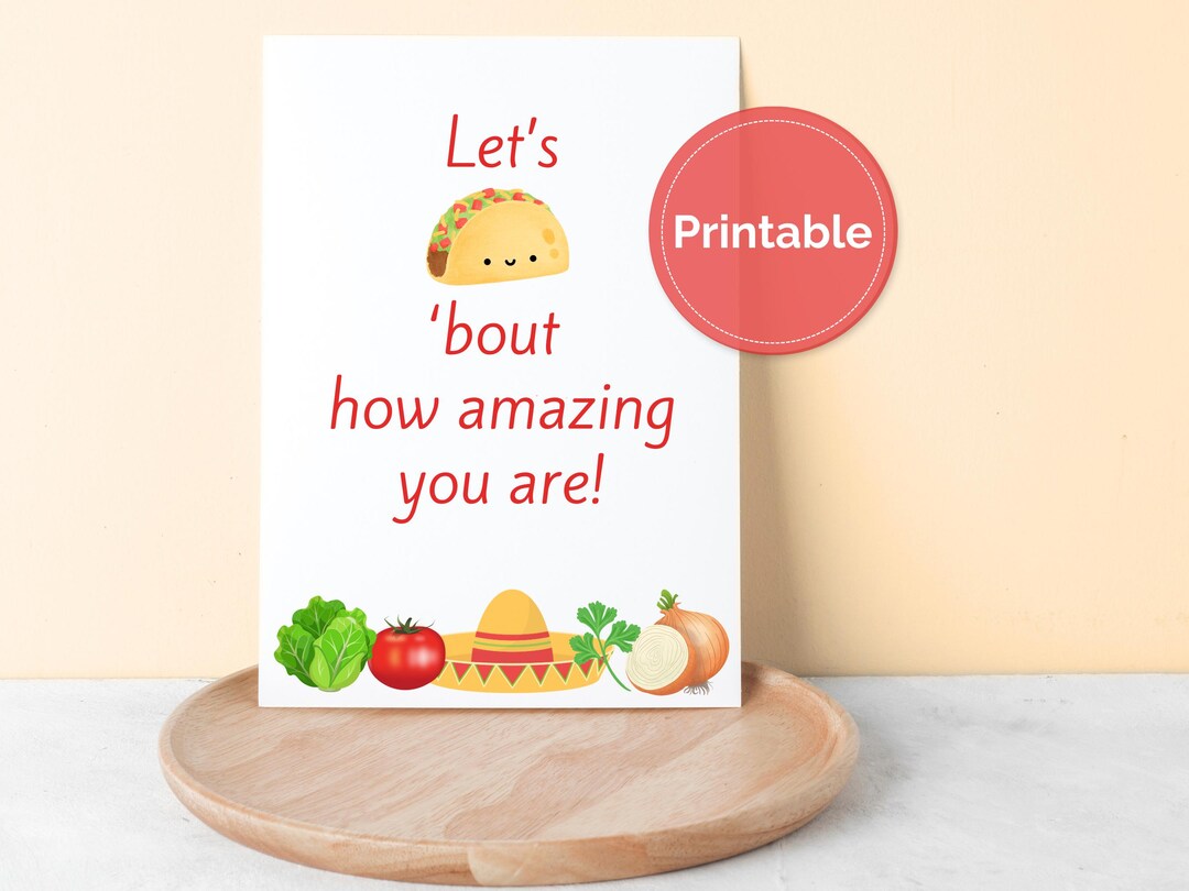 Funny and Cute Let's Taco 'bout It - Food Pun Card for Mother's Day ...