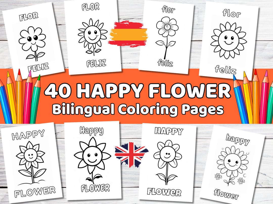 Bilingual Coloring Pages - Etsy