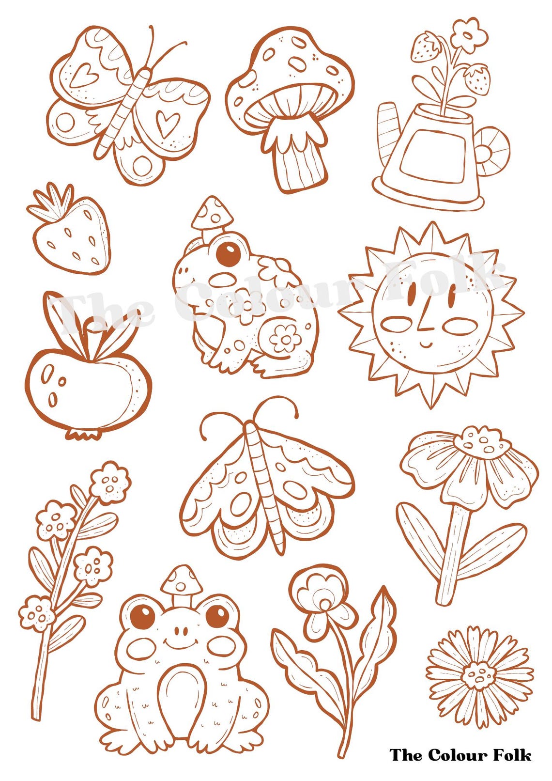 Colouring in Page - Cottage Core - Flora & Fauna - Designed by the ...