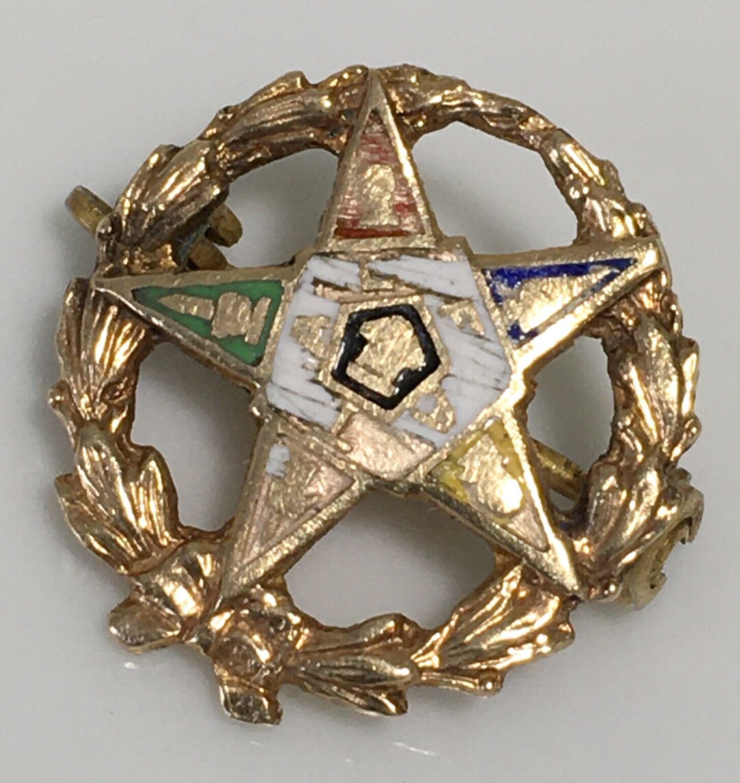 14K Yellow Gold "order of the Eastern Star" Pin Enameled Fraternal ...