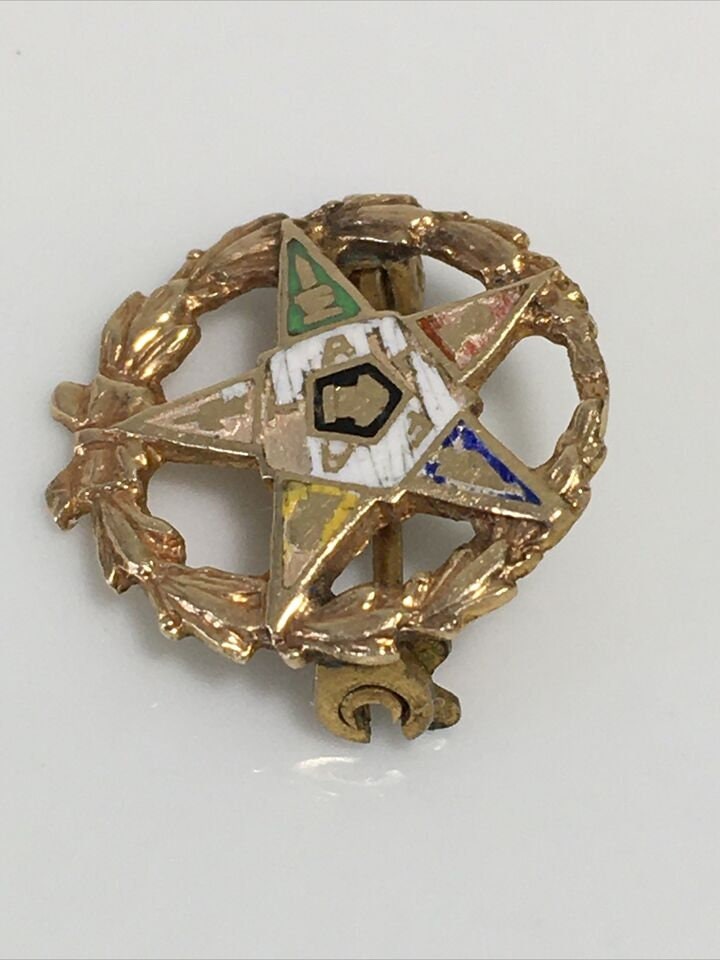 14K Yellow Gold "order of the Eastern Star" Pin Enameled Fraternal ...