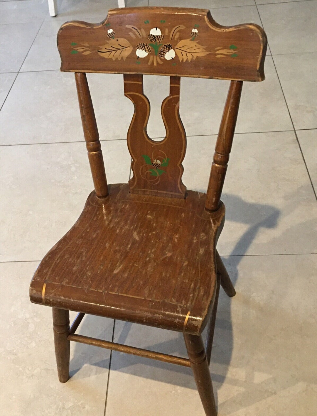Vintage RARE Dutch EBERSOL Chair Shop Folk Art Wood Kids Chair ...
