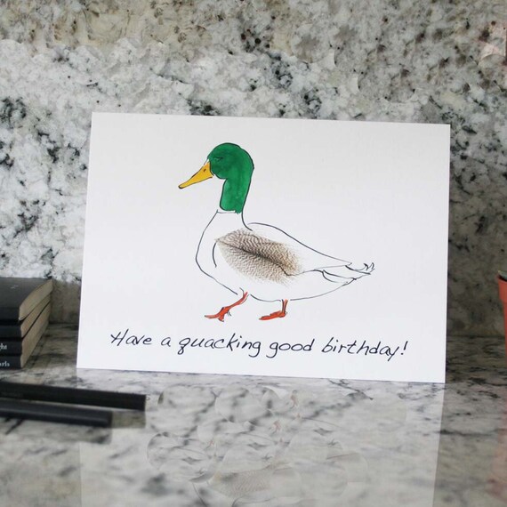 Happy Birthday Duck Cards Hand finished with feathers from | Etsy