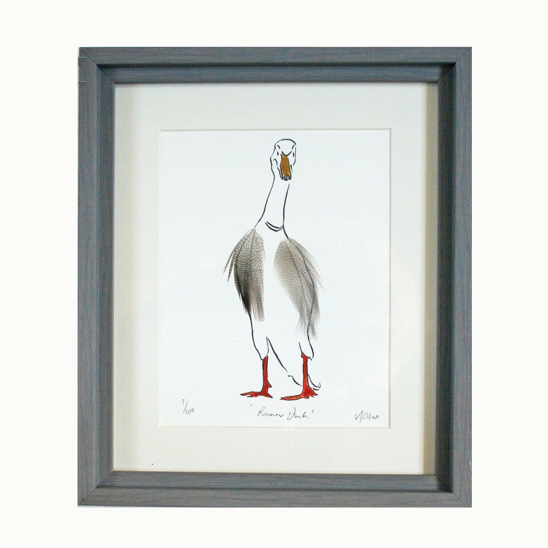 Runner Duck Print Hand Finished With Feathers From Cluck Cluck - Etsy