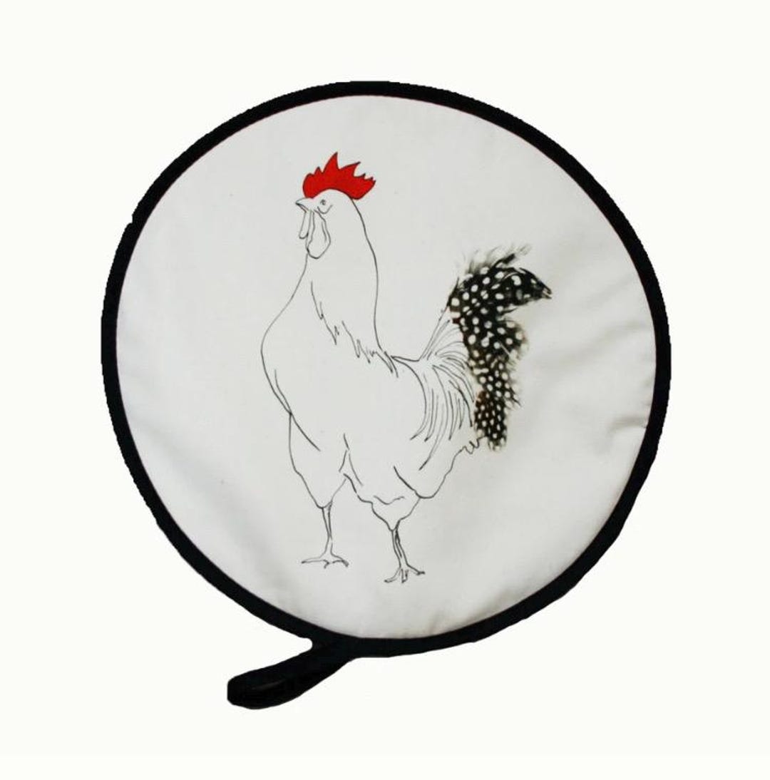 Aga Hob Cover Round With Hen Cockerel Edward Rooster Design, Made in UK ...