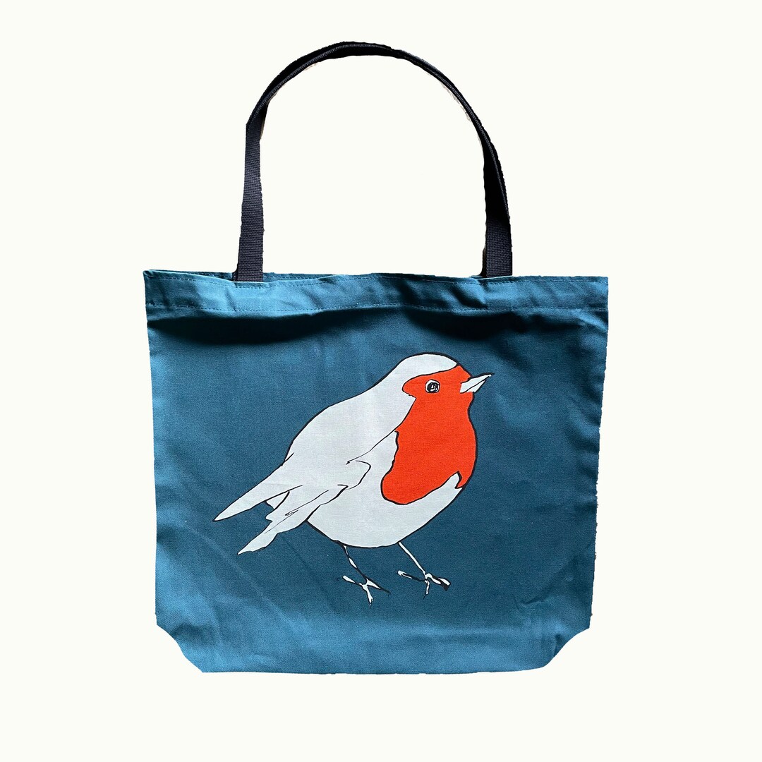 Robin Tote Bag Large Canvas Christmas Bag With Long Handles - Etsy