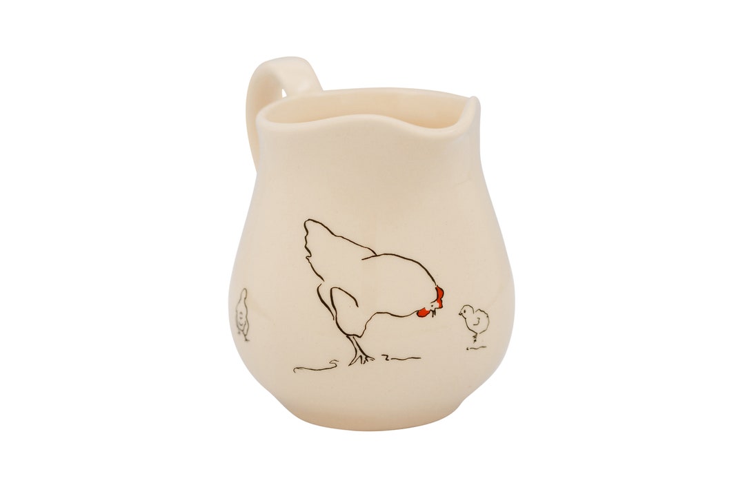 Jugs With Hen Chicken Design in Creamware Handmade on Stoke on Trent by ...