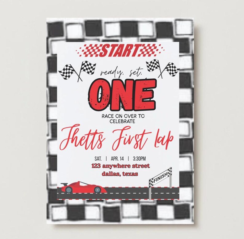 First Lap Birthday Invitation Template - Etsy