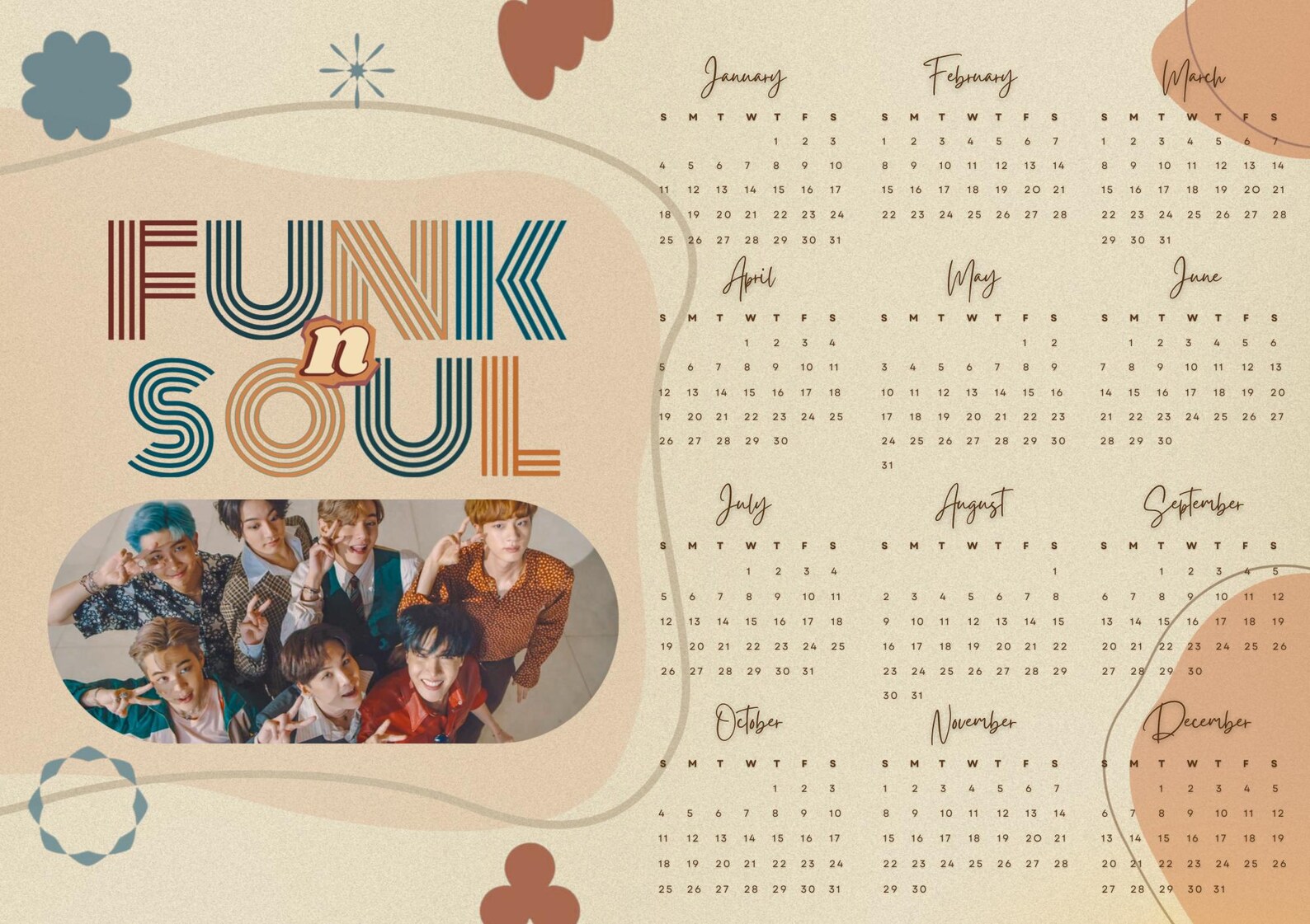 BTS 2026 Dynamite Inspired Calendar | 12-month K-pop Desk/wall Calendar ...