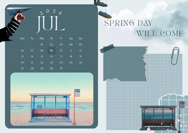 BTS 2026 Spring Day Inspired Calendar | 12-month K-pop Desk/wall ...