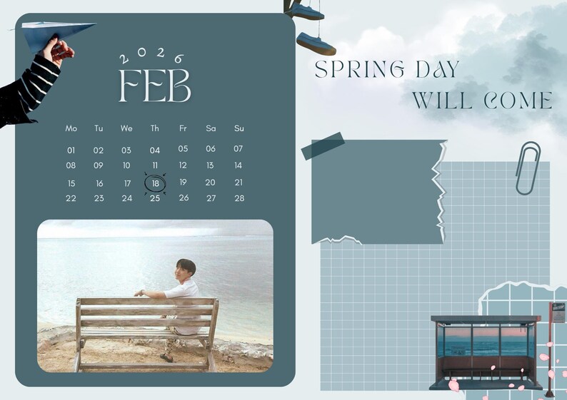 BTS 2026 Spring Day Inspired Calendar | 12-month K-pop Desk/wall ...