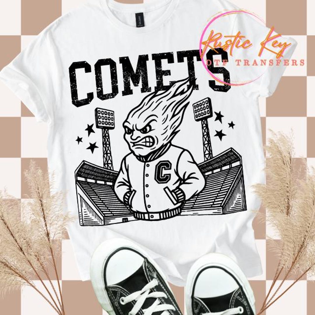 Comets Letterman Mascot, School Spirit, Mascot Dtf Transfer, Custom DTF ...