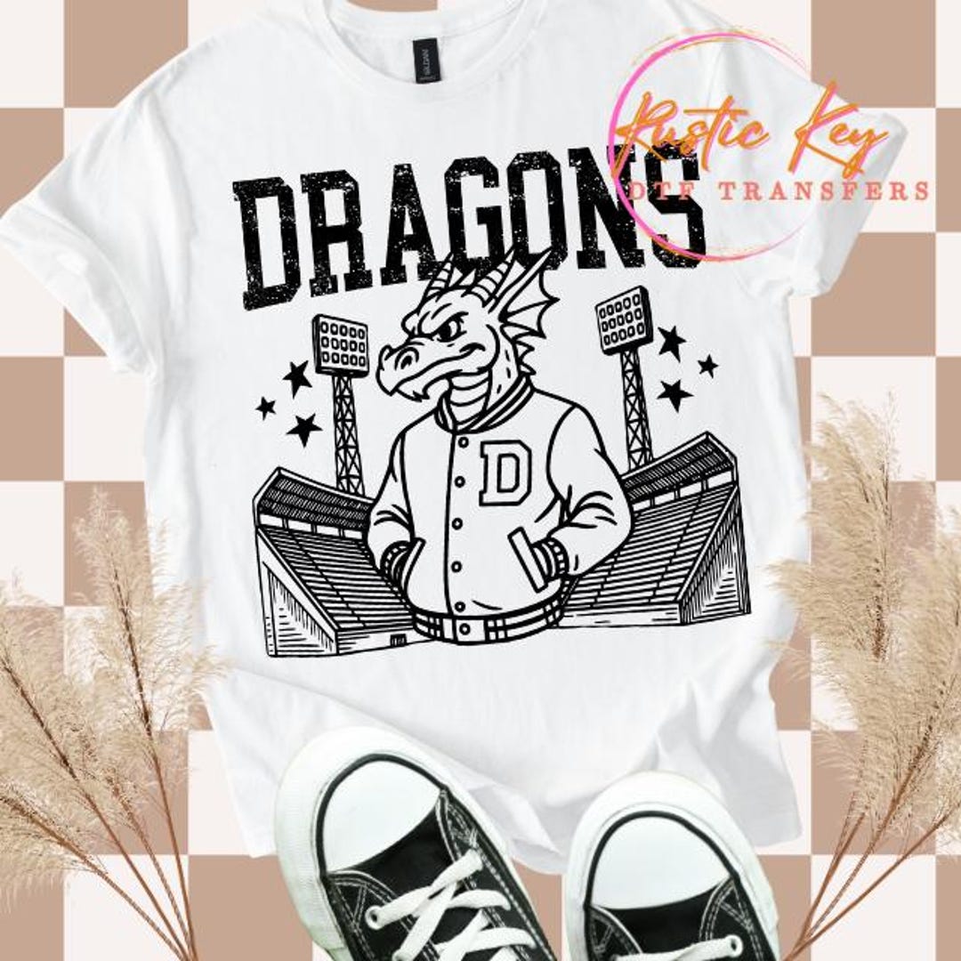 Dragons Letterman Mascot, School Spirit, Mascot Dtf Transfer, Custom ...