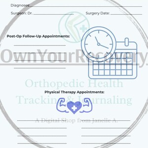Printable Surgery Information Tracker | Digital Download | Post-op Organizer for Appointments ...