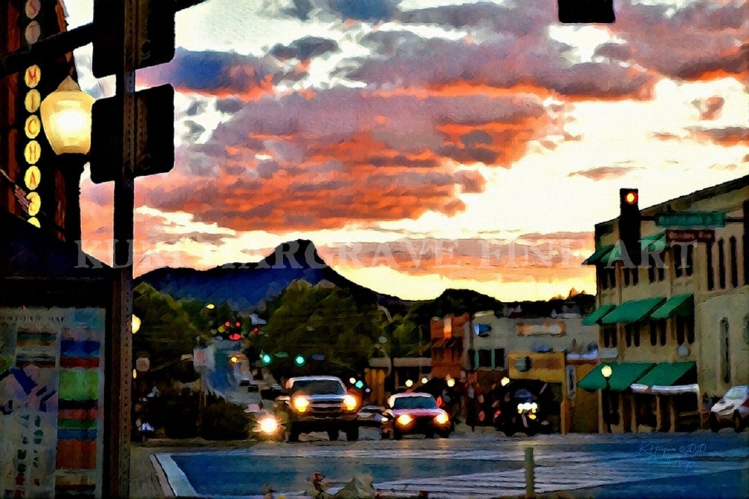 Vintage Wall Decor Prescott Arizona Gurley Street Summer Sunset ...