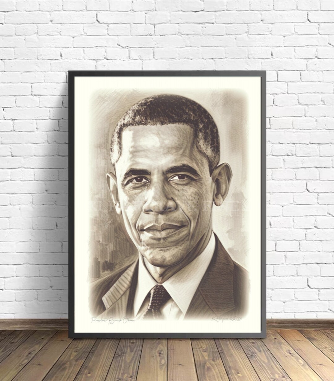 Vintage Wall Decor Poster Portrait of President Barack Obama Sketch ...