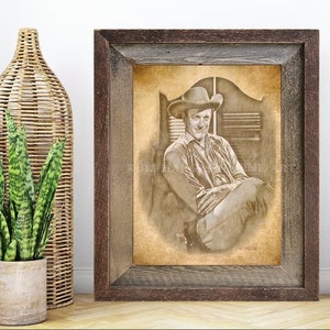 Vintage Wall Decor Gunsmoke Old West Matt Dillon James Arness Television Show SIGNED PRINT From ...