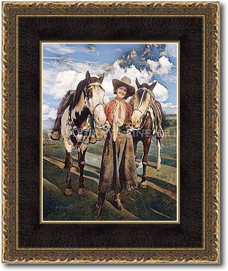 1920s Cowgirl Rodeo Art Print: Vintage Western Decor - Etsy