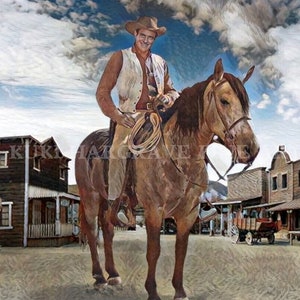 Vintage Wall Decor Gunsmoke Old West Matt Dillon on His Horse James ...