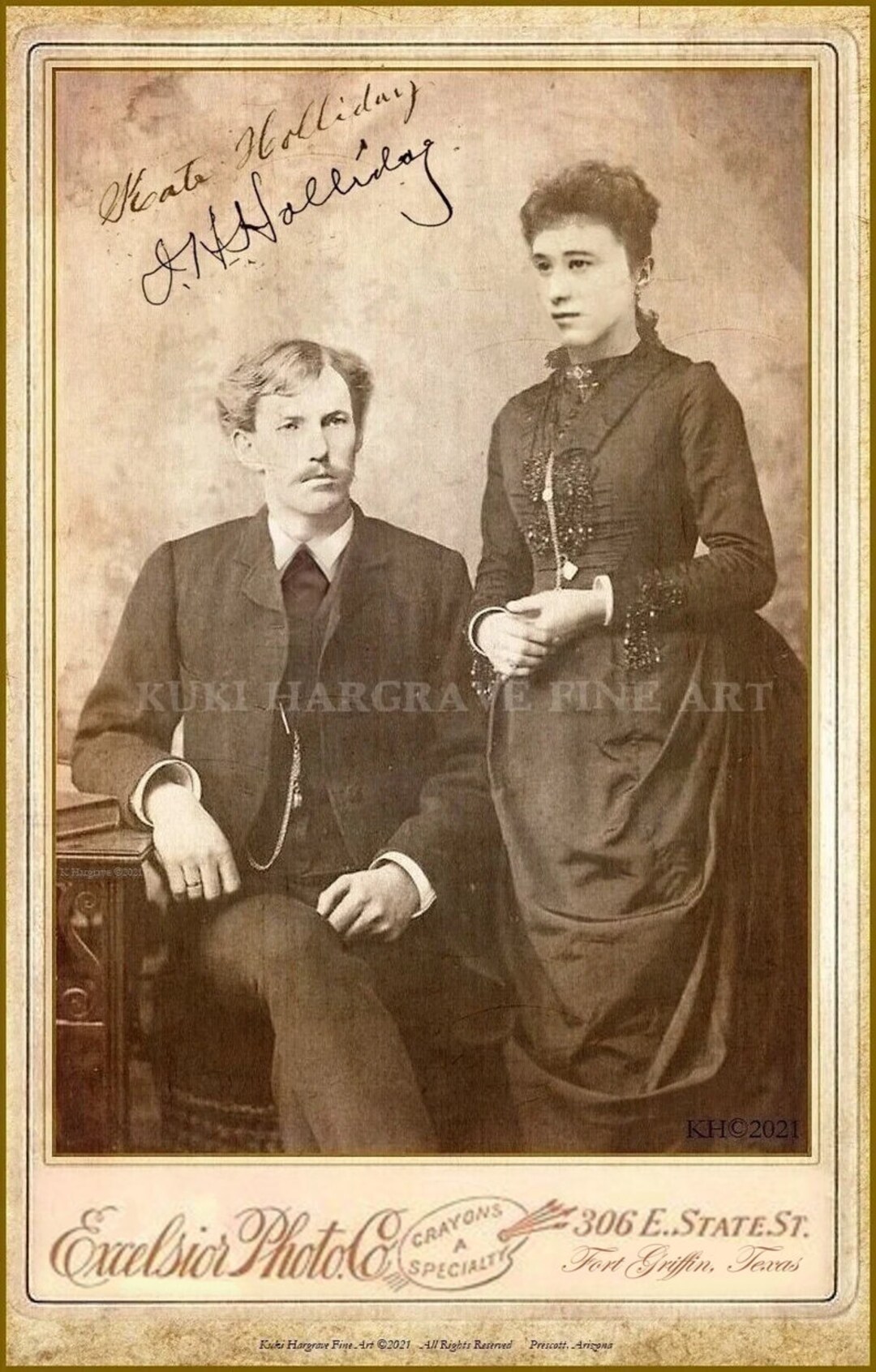 Vintage Wall Decor Doc Holliday & Big Nose Kate Fake Cabinet Card Old ...