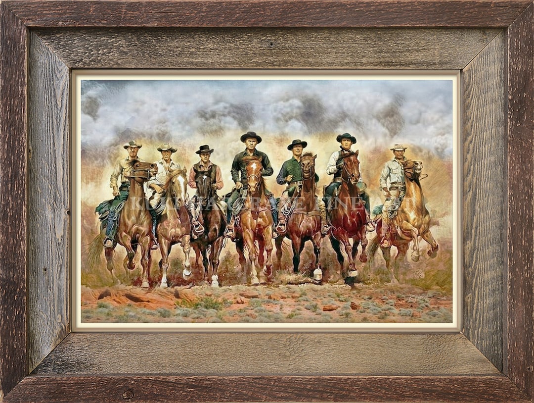 Wall Decor Magnificent Seven Painting Vintage Western Classic Movie Yul ...
